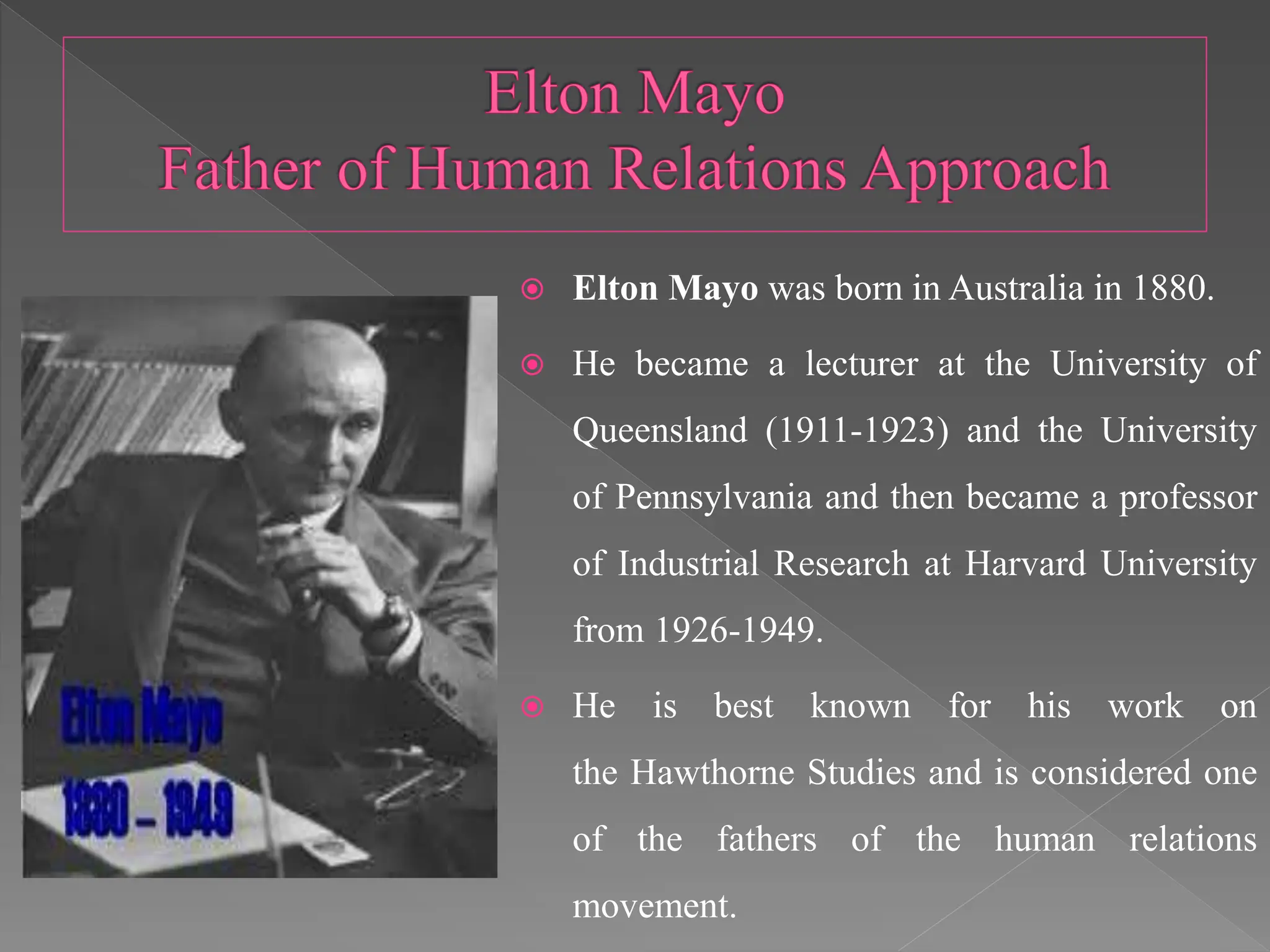 Elton Mayo-Hawthorne Studies | PPT