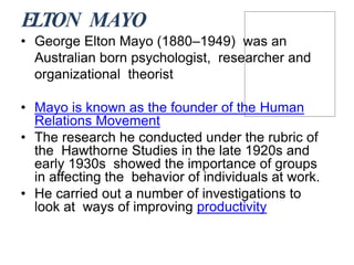 Elton Mayo the Great1 ppt | PPT