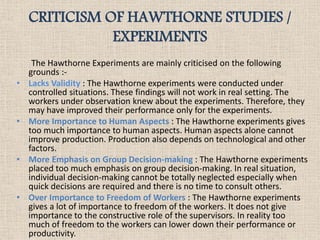 Elton mayo hawthorne experiment | PPTX