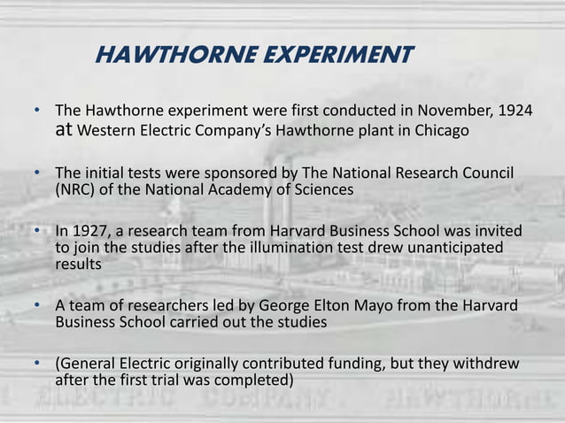 Elton mayo hawthorne experiment | PPTX | Business | Business and Finance