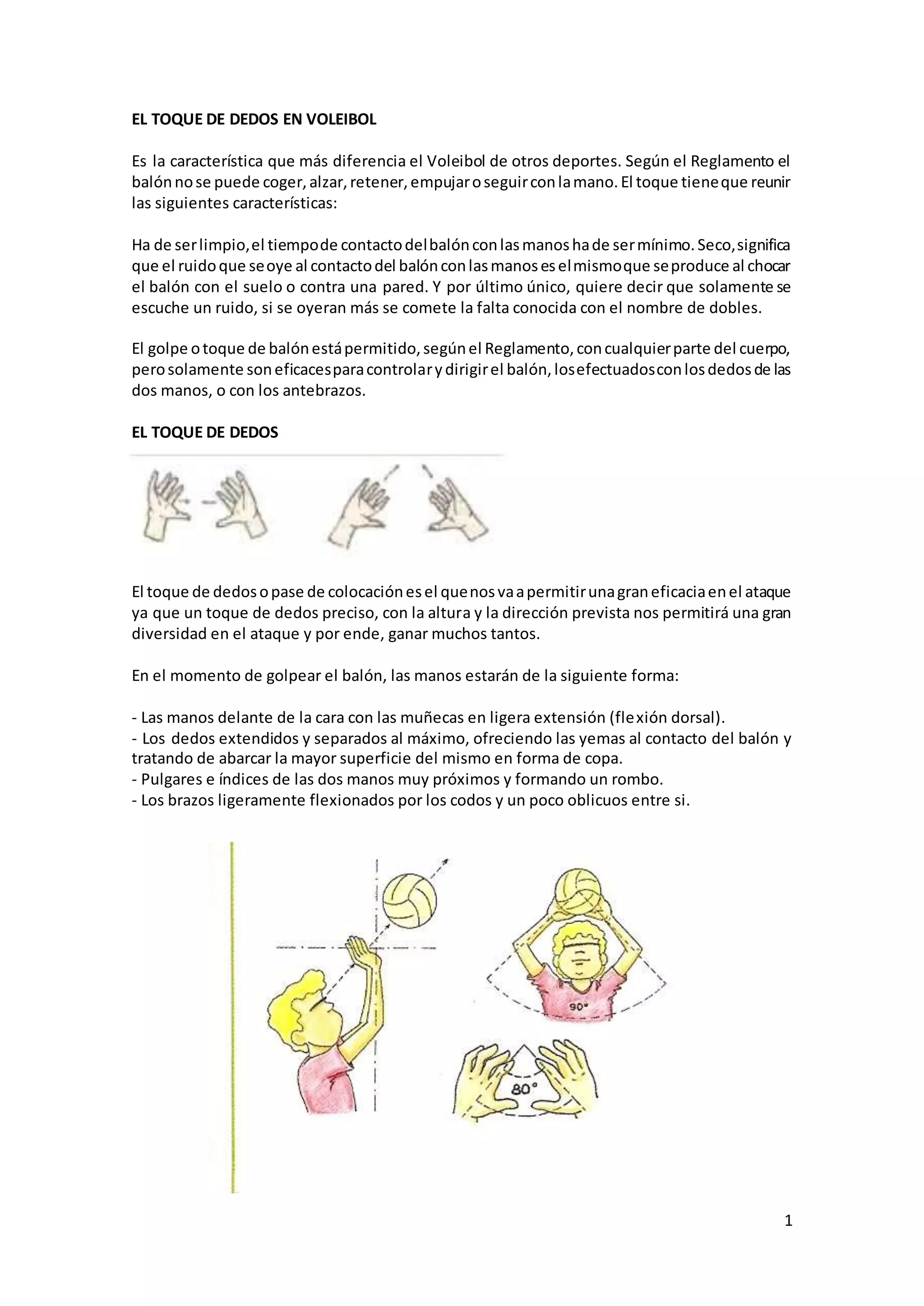 El toque de dedos. voleibol | DOCX