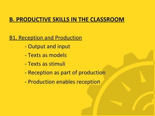 ELT Pedagogy (Teaching Producyive Skills) | PPT | Education