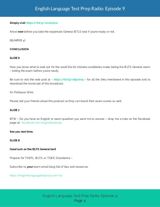 English Language Test Prep Radio Episode 9 - IELTS General | PDF ...