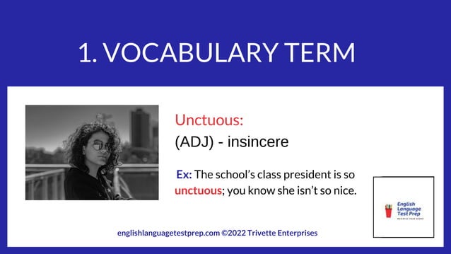 ELTPR028 Vocabulary Lesson 14 - Unctuous, 6 Feelings Idioms | PPT