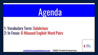 ELTPR042- Salubrious and 6 Misused English Word Pairs | PDF