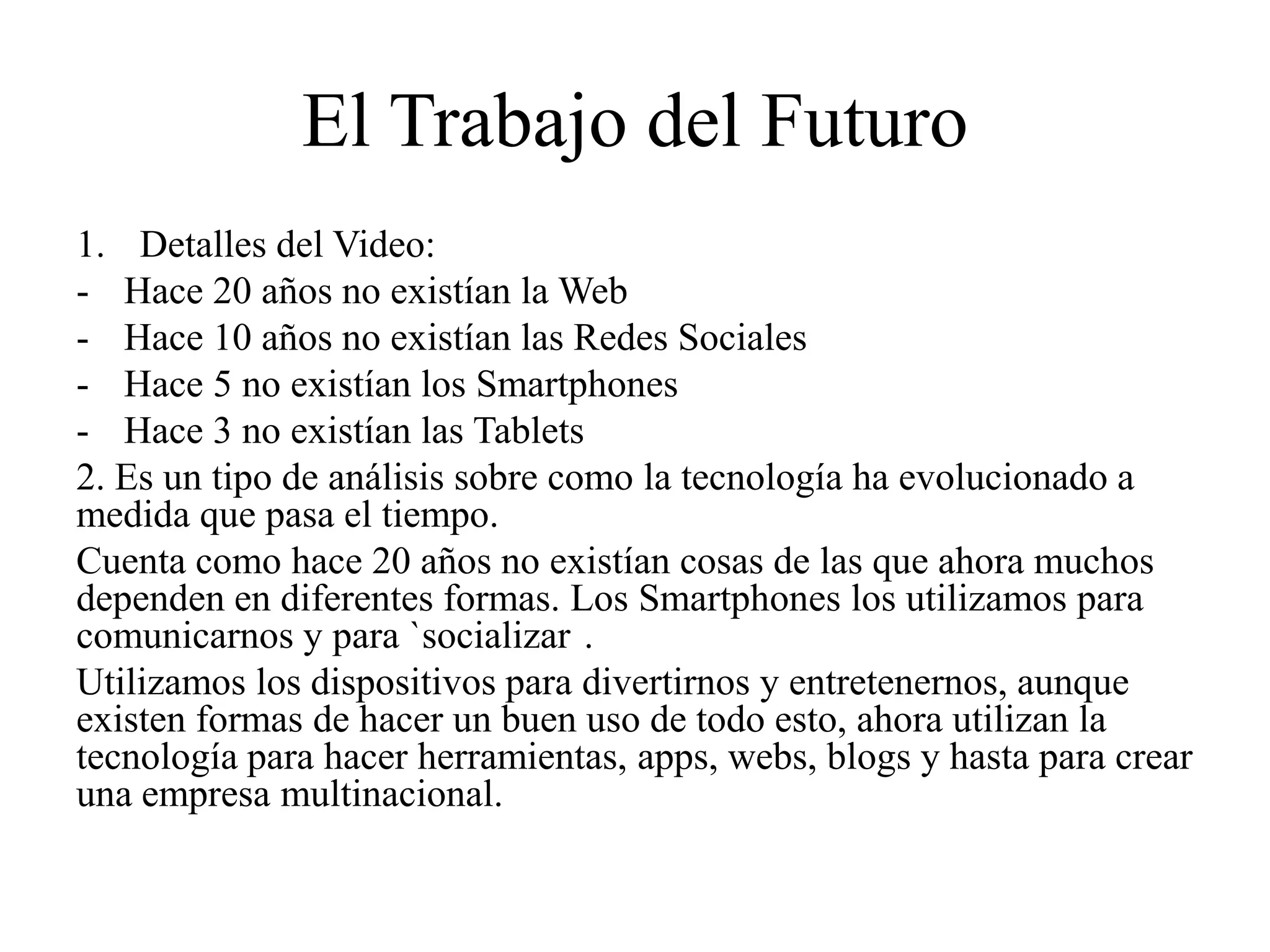 El Trabajo del Futuro | PPT