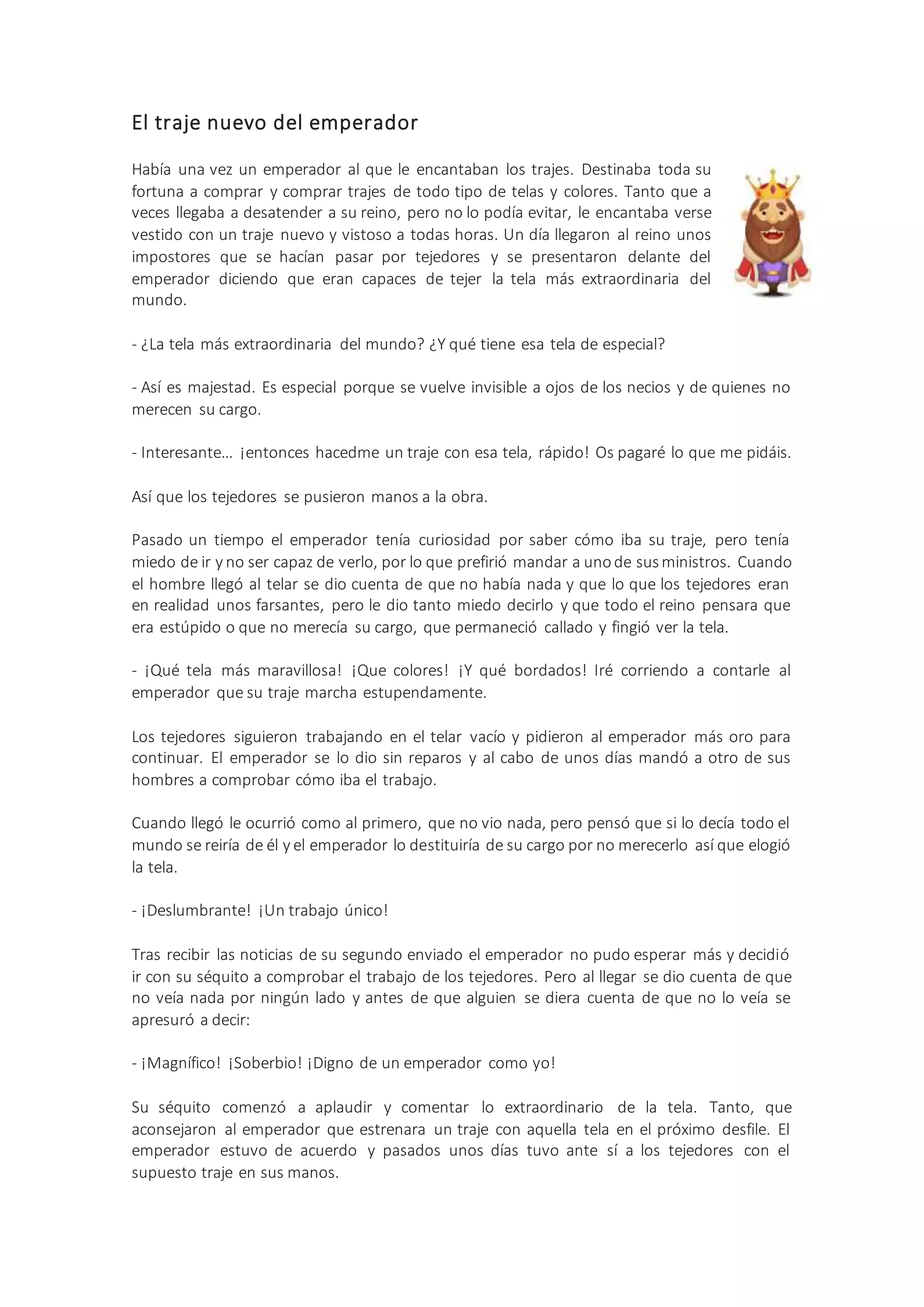 El traje nuevo del emperador | DOCX