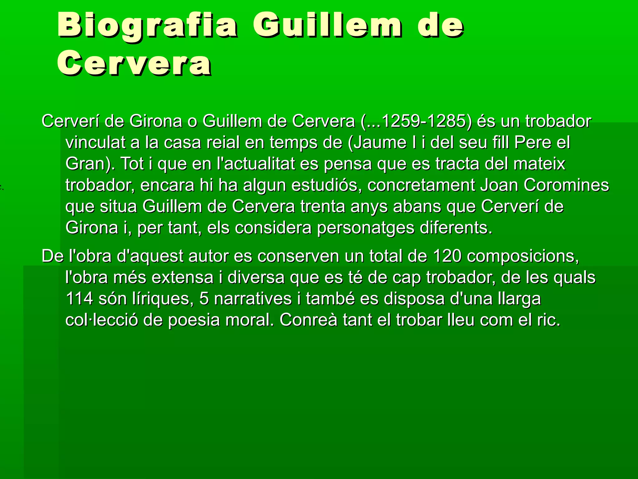 El trobador cerveri de girona | PPT