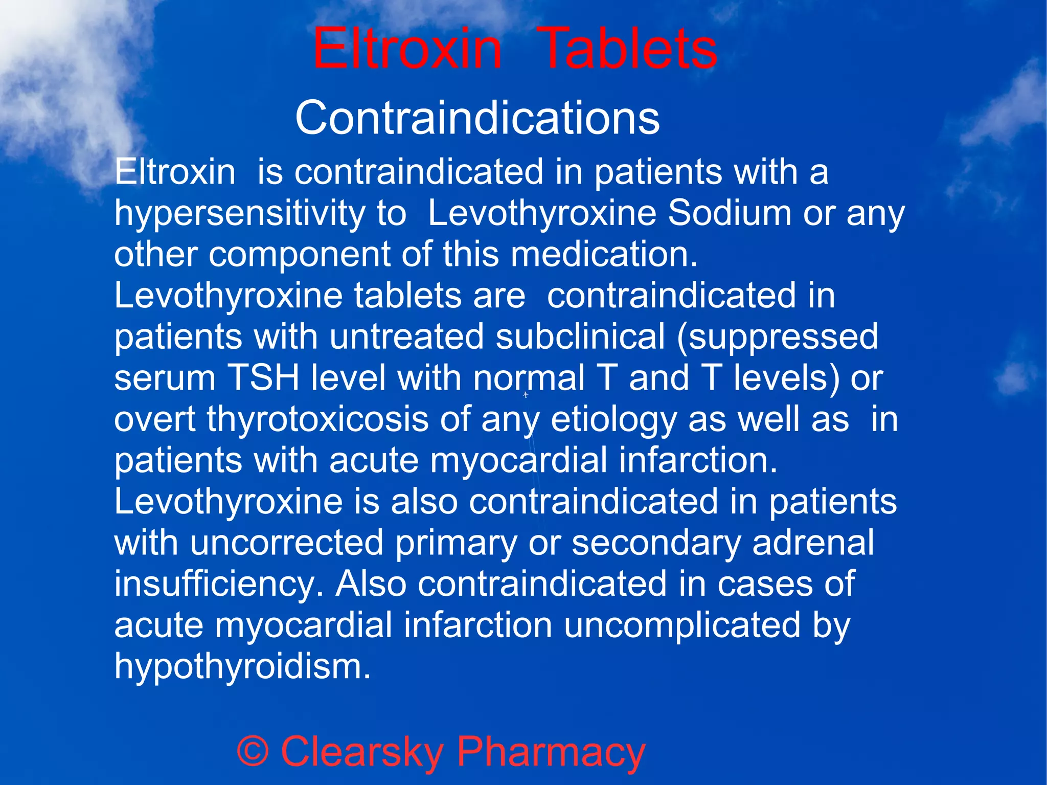 Eltroxin (Levothyroxine Sodium Tablets) | ODP