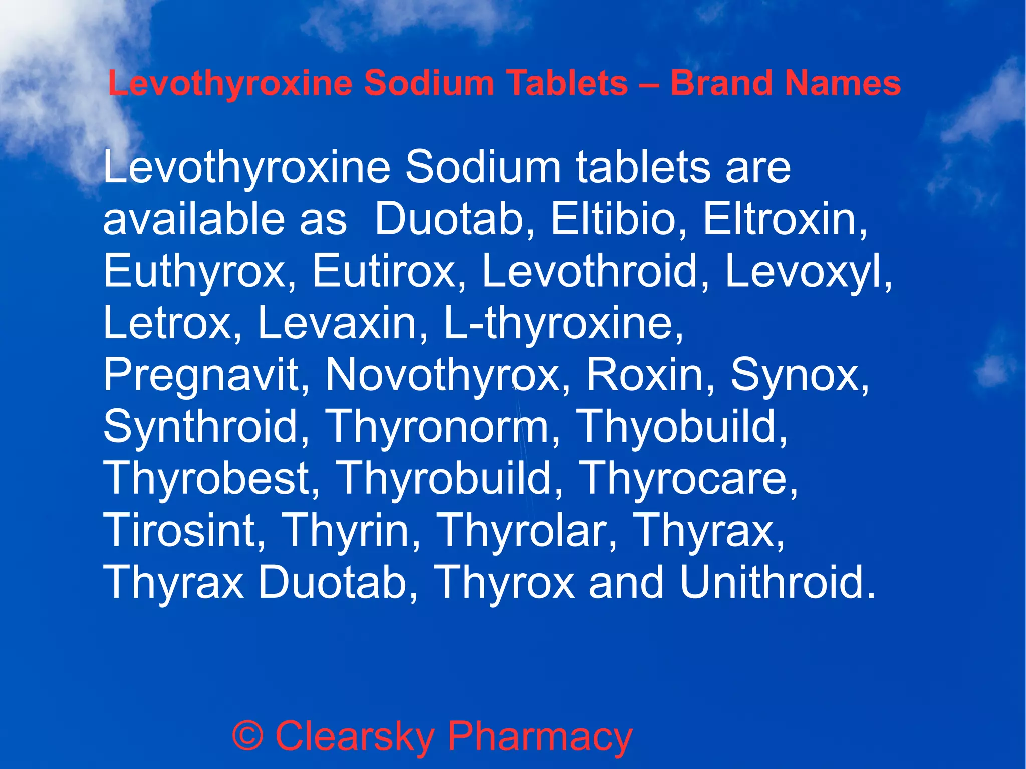 Eltroxin (Levothyroxine Sodium Tablets) | ODP