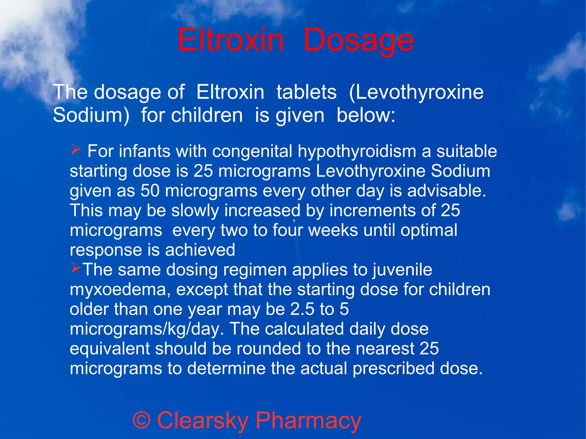 Eltroxin (Levothyroxine Sodium Tablets) | ODP