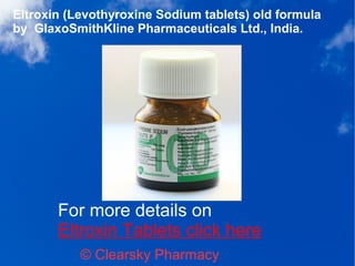 Eltroxin (Levothyroxine Sodium Tablets) | ODP