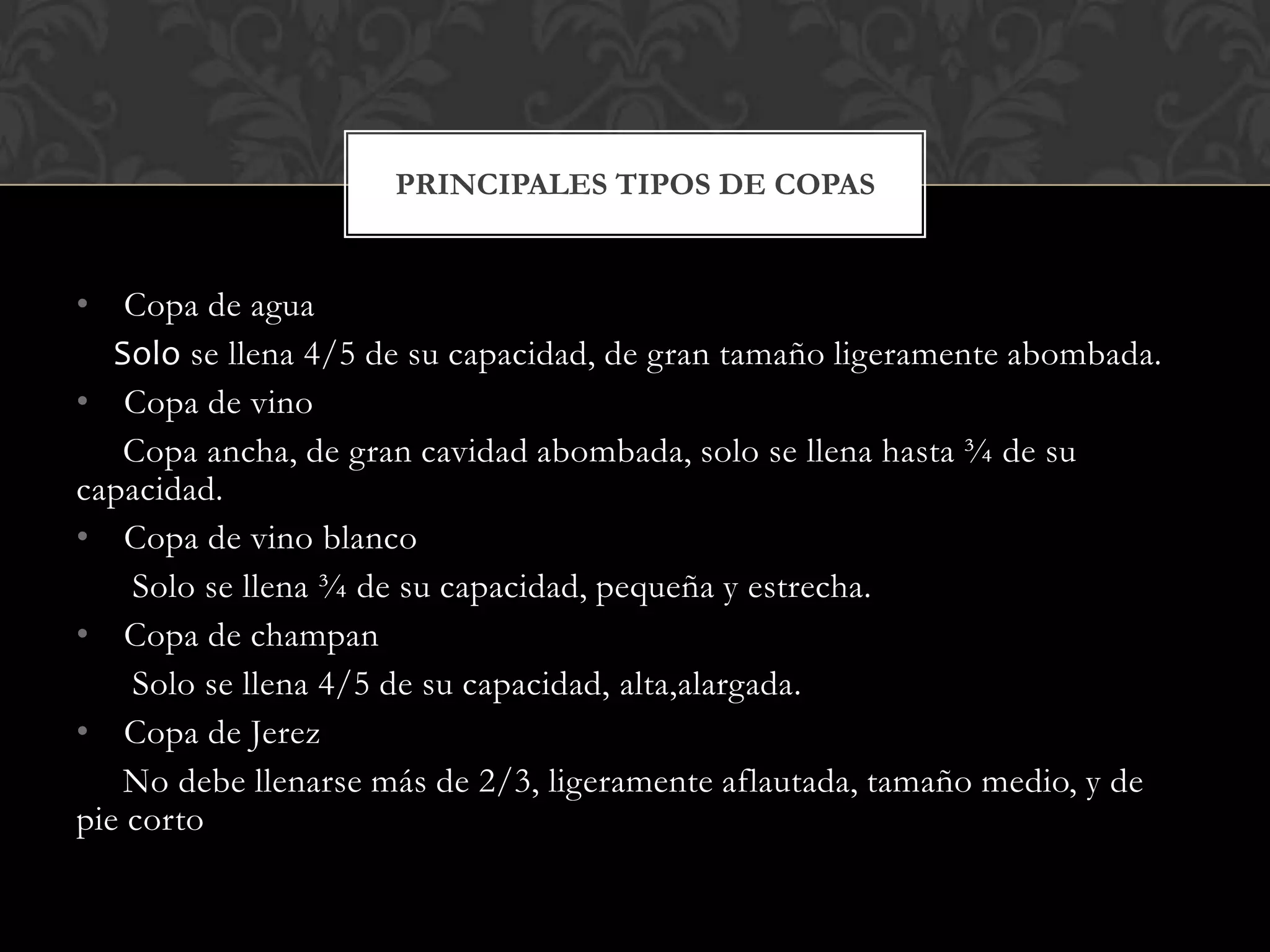 El uso de las copas | PPT