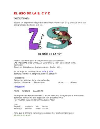 El uso de la s, c y z | DOCX