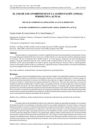 El uso de los antibiticos en la alimentacion animal | PDF | Veterinary ...