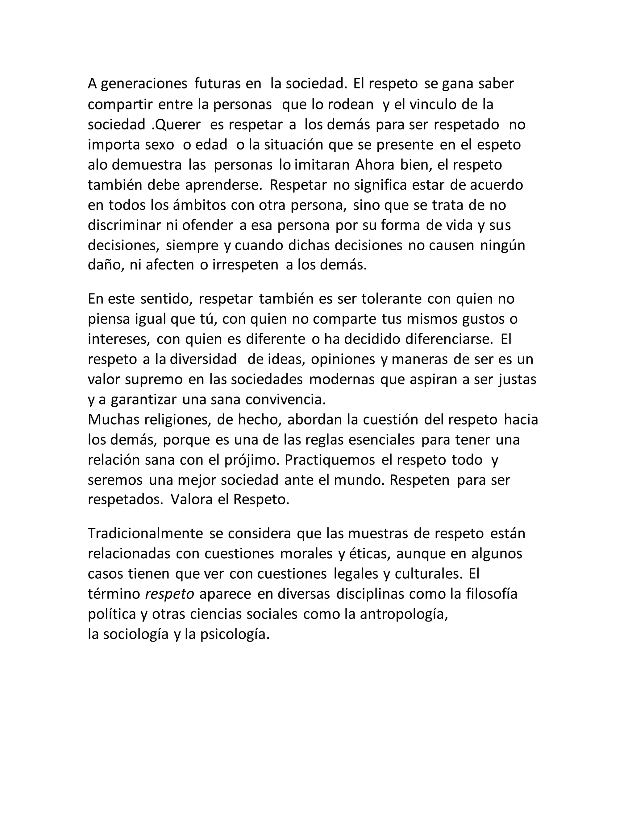 El valor del respeto | PDF