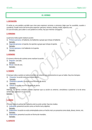El verbo-Bachillerato | PDF