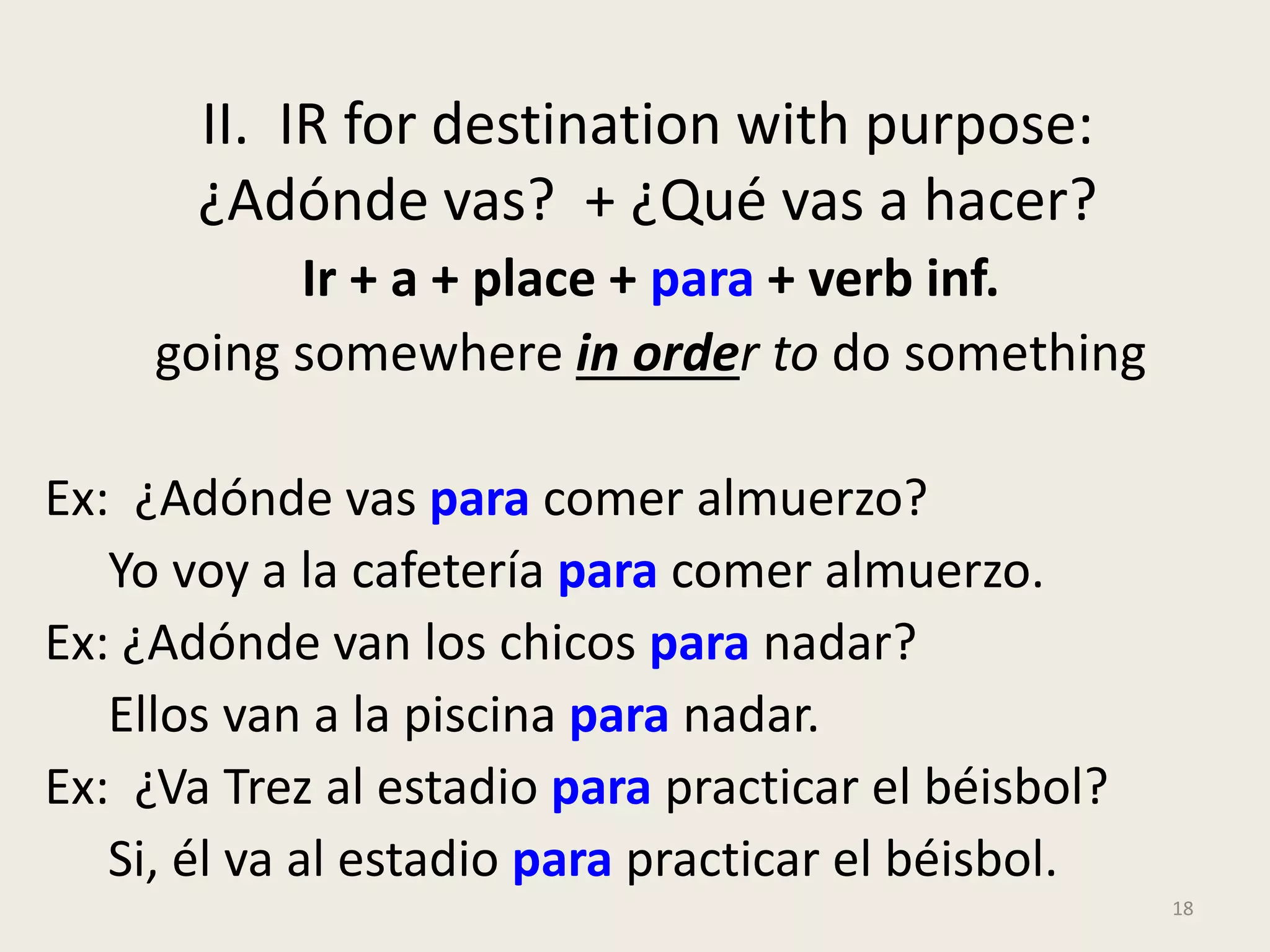 El verbo "ir" (to go) + (a) ~ ppt used in class | PPTX | Malls ...