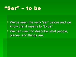 El verbo ser | PPT