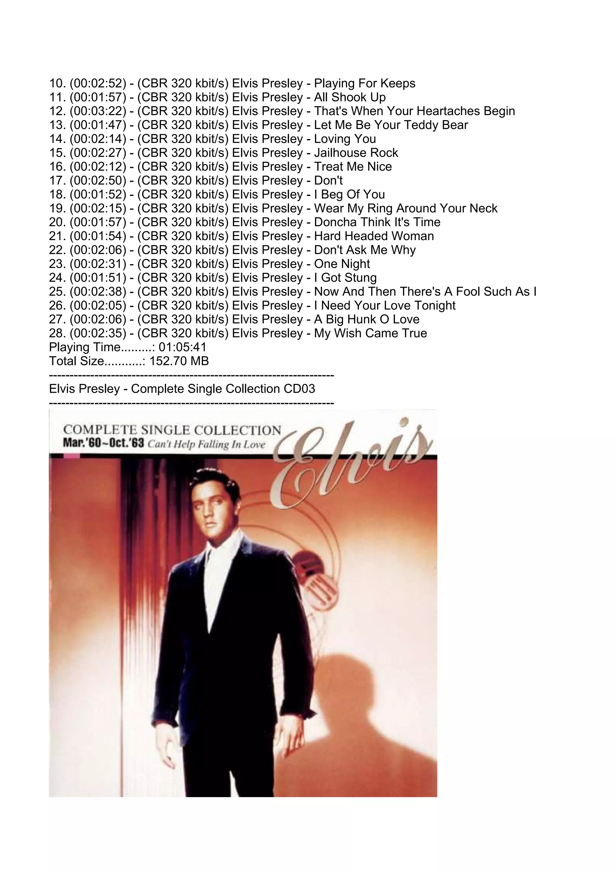 Elvis Presley Complete Single Collection 1999 | PDF