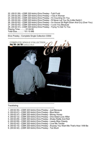 Elvis Presley Complete Single Collection 1999 | PDF