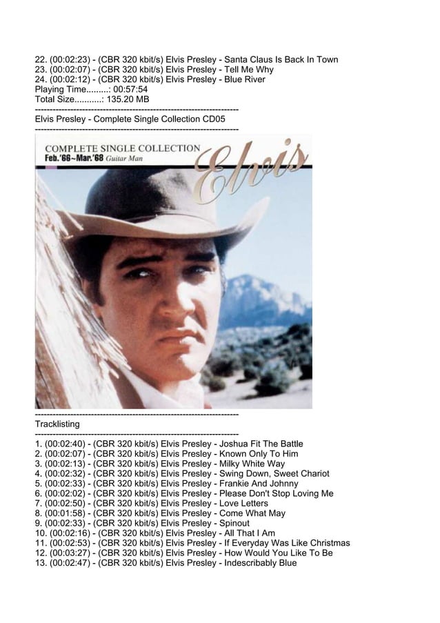 Elvis Presley Complete Single Collection 1999 | PDF