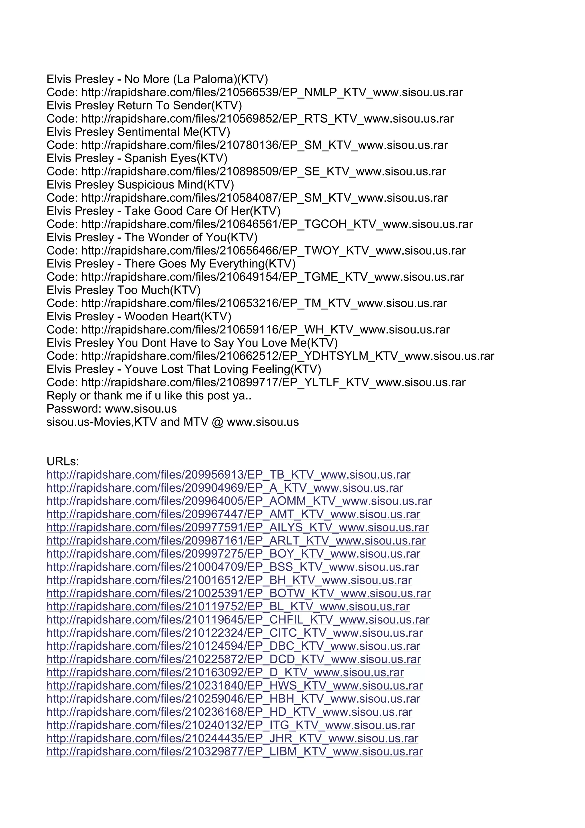 Elvis Presley Hits Collection(Ktv) | PDF