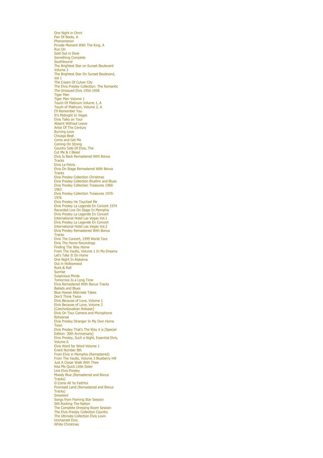 Elvis Presley La Legende Romantique 1967 70 Bmg France 1998 | PDF