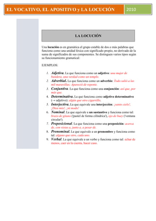 El Vocativo, La aposición y La locución | DOCX