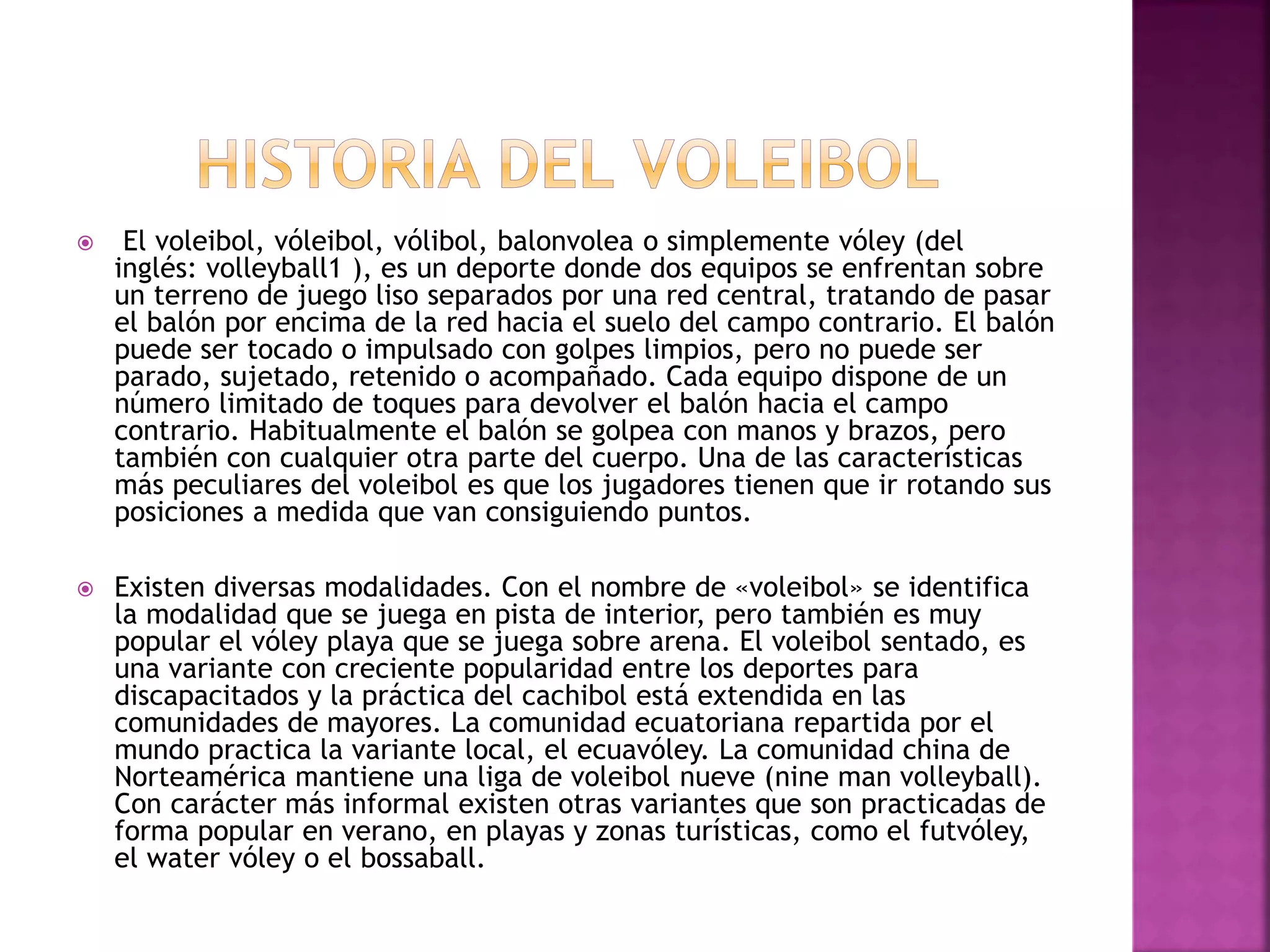 El voleibol | PPTX