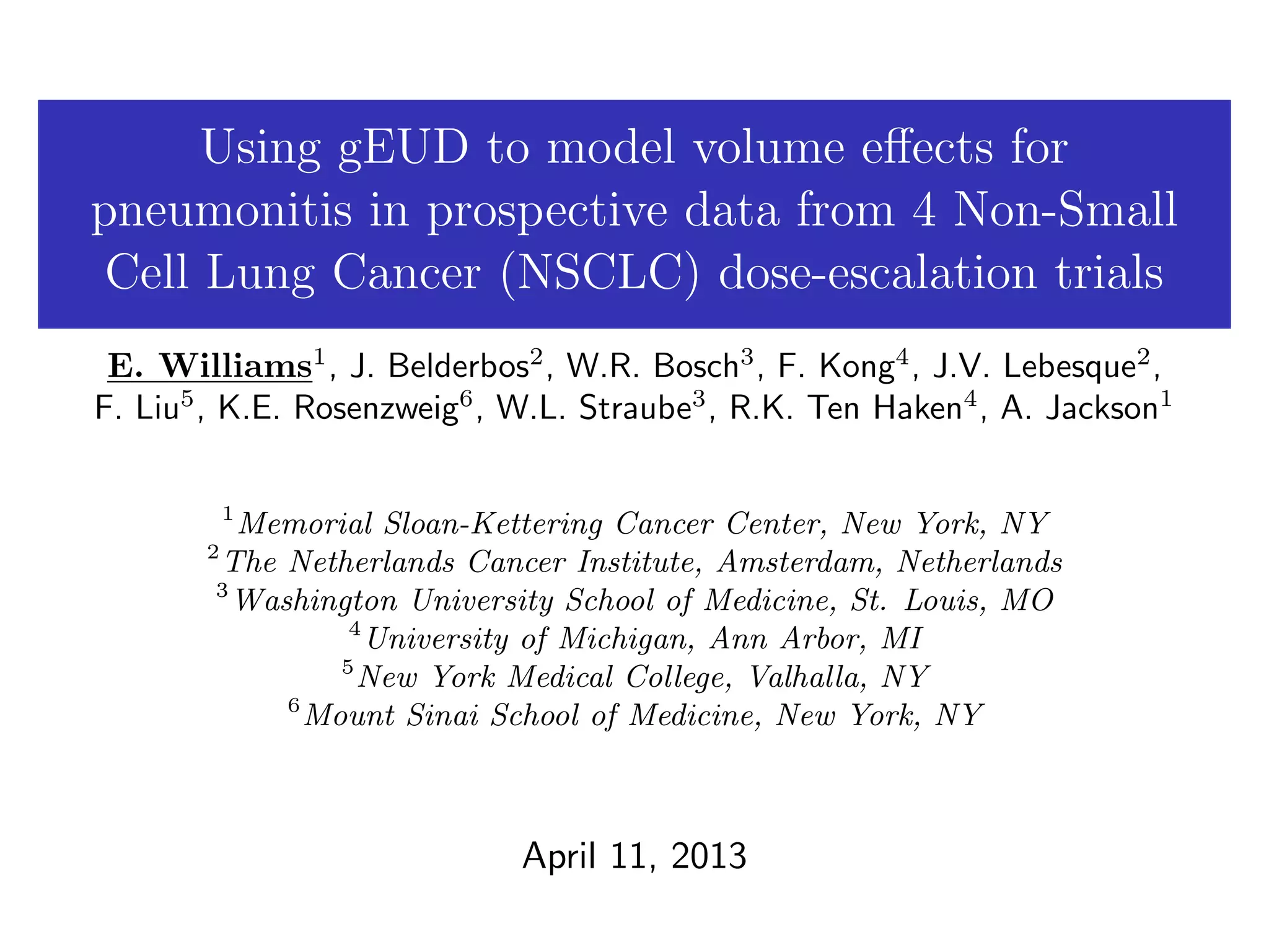 Using gEUD to model volume effects for pneumonitis in prospective data ...