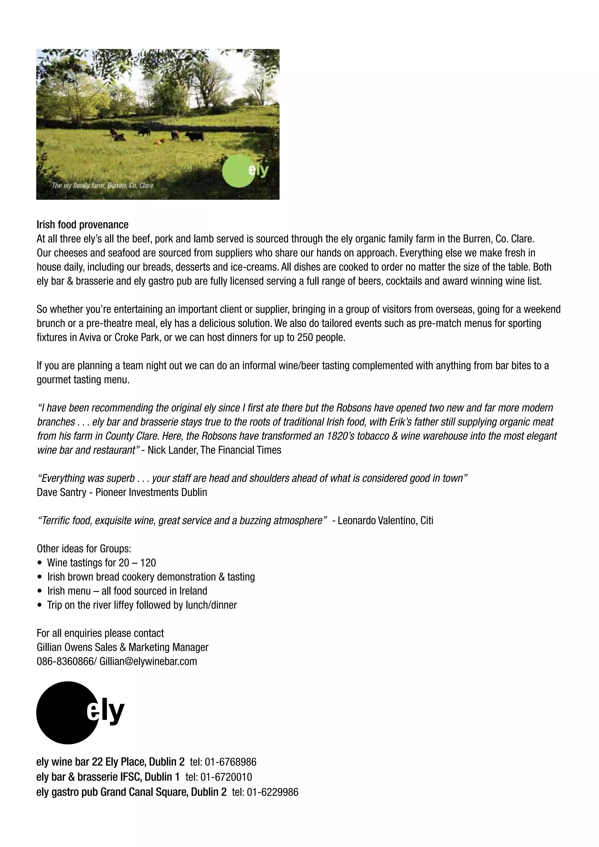 ely restaurant marketing document | PDF