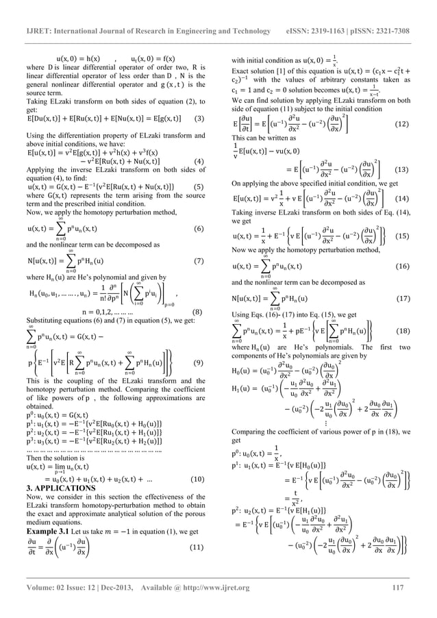 Elzaki Transform Homotopy Perturbation Method For Solving Porous Medium Equation Pdf