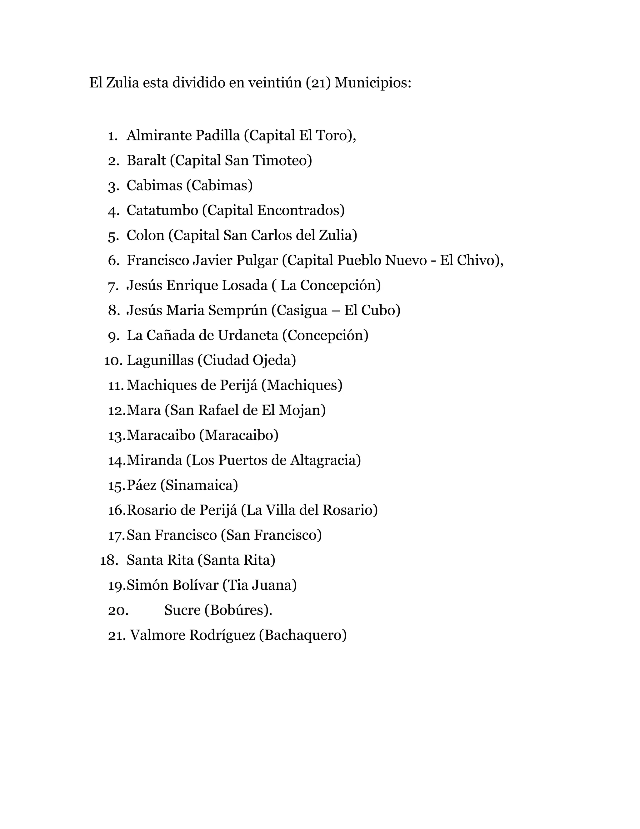 El Zulia Esta Dividido En Veintiúndocx