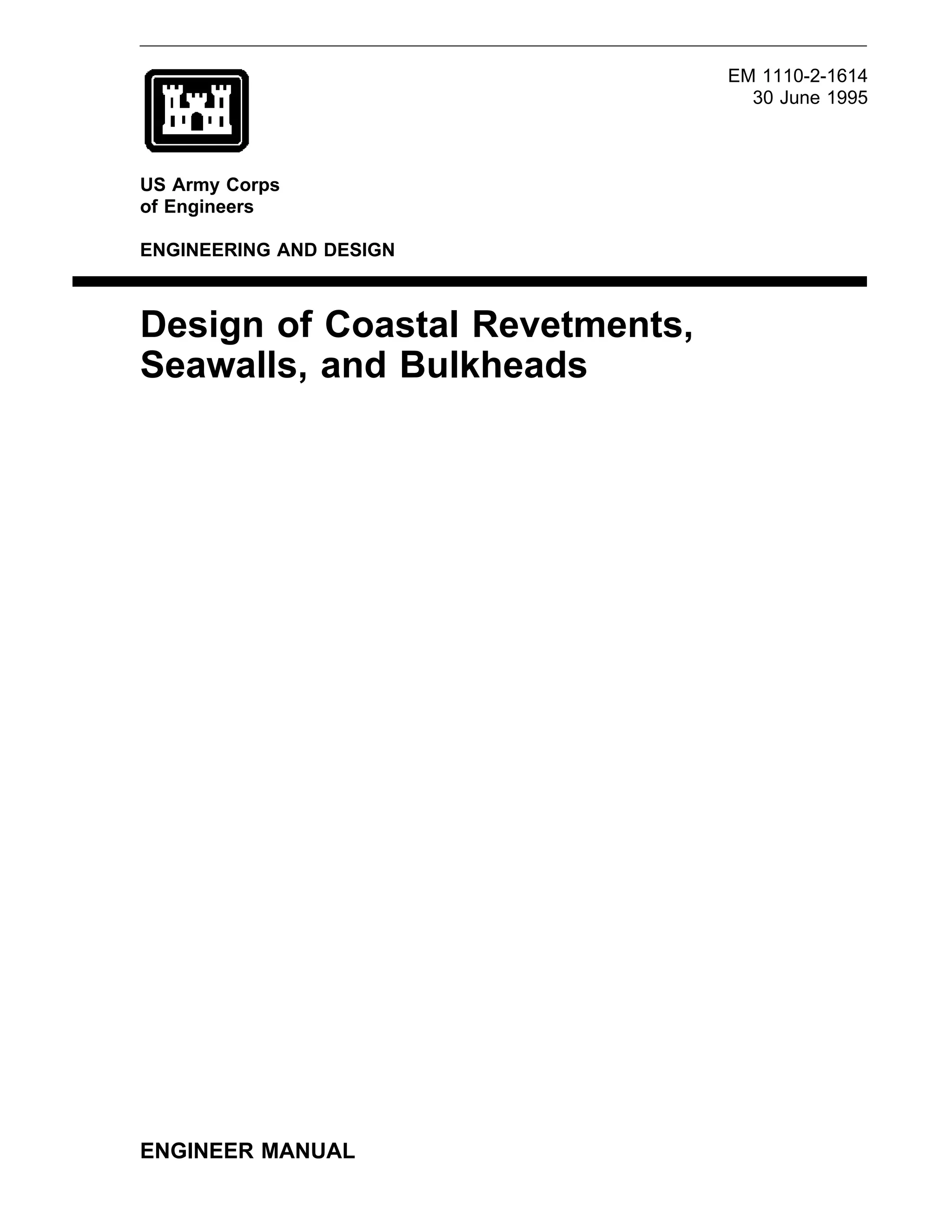 Em 1110-2-1614 design of coastal revetments,seawalls, and bulkheads | PDF