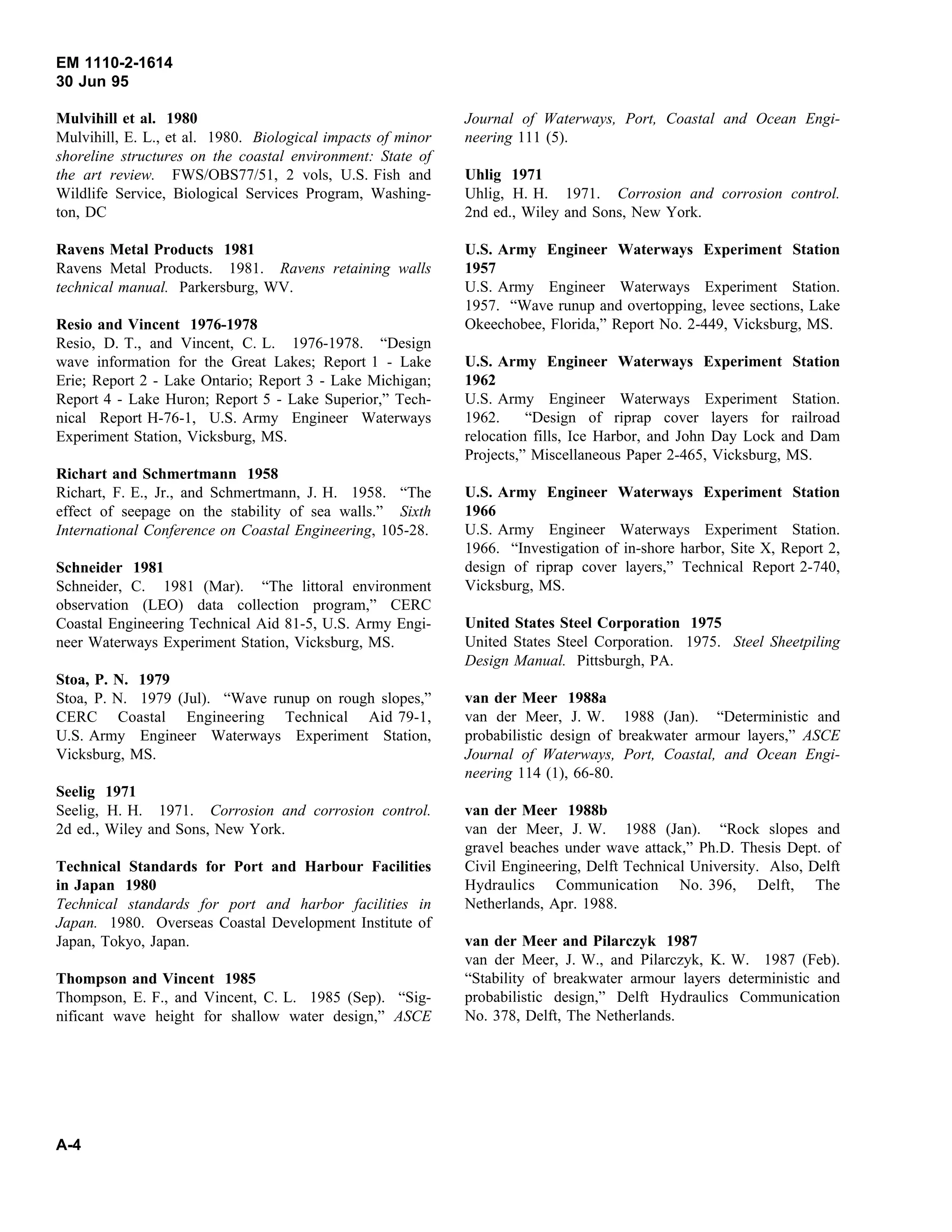 Em 1110-2-1614 design of coastal revetments,seawalls, and bulkheads | PDF