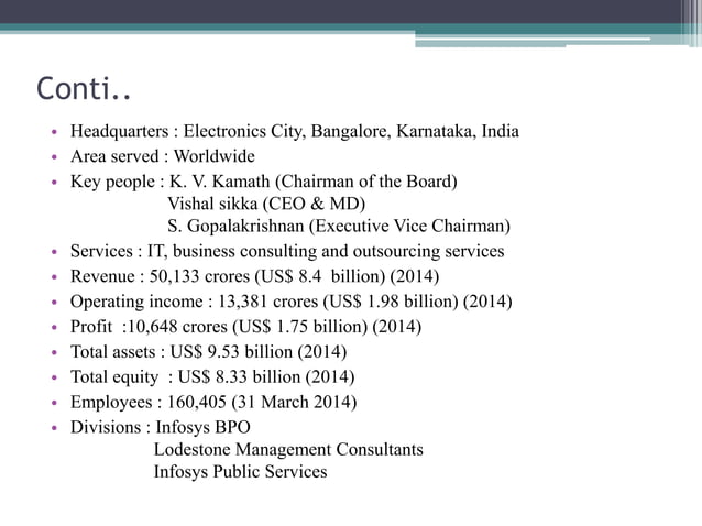 overview of infosys co | PPTX | Non-Profit Organizations | Industries
