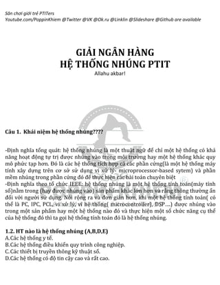 Giải ngân hàng Hệ thống nhúng PTIT - thầy Cước | PDF