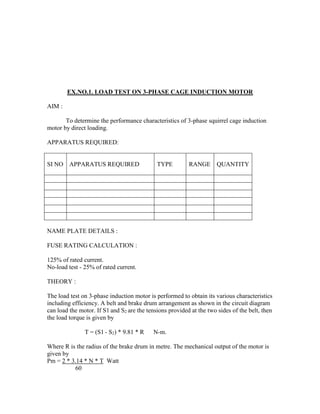 EM-2 LAB MANUAL induction motors and alternators | PDF