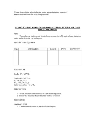 EM-2 LAB MANUAL induction motors and alternators | PDF