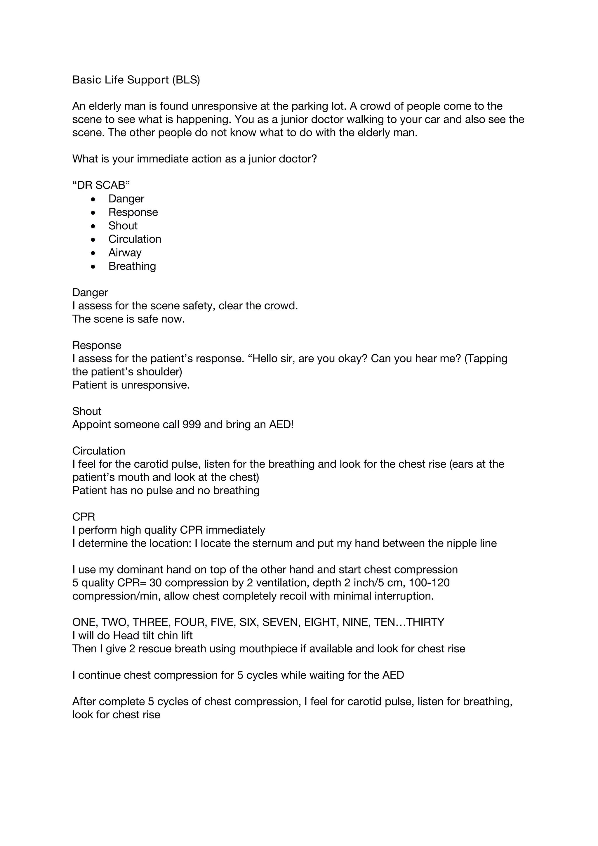 Em osce defib, bls, cpr, abcd | PDF