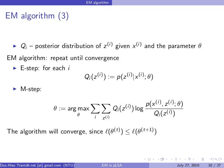 EM algorithm and its application in probabilistic latent semantic ana…