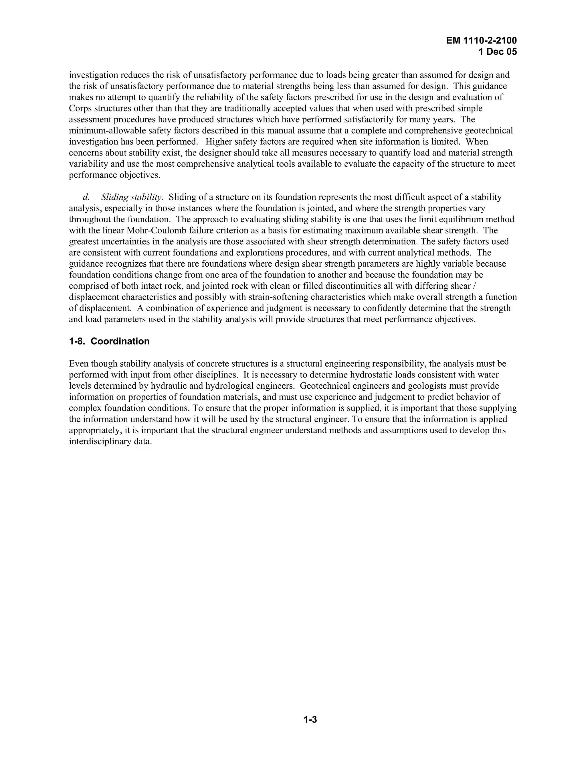 EM_1110-2-2100 STABILITY ANALYSIS OF CONCRETE STRUCTURES | PDF