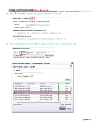Database Lifecycle Management and Cloud Management - Hands on Lab (OOW2014) | PDF