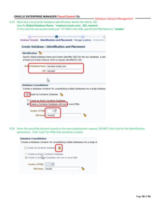 Database Lifecycle Management and Cloud Management - Hands on Lab (OOW2014) | PDF