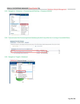 Database Lifecycle Management and Cloud Management - Hands on Lab (OOW2014) | PDF