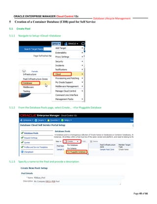 Database Lifecycle Management and Cloud Management - Hands on Lab (OOW2014) | PDF