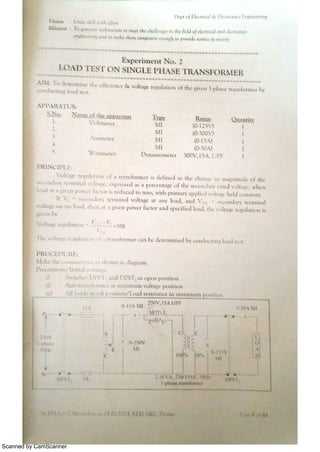 ELECTRICAL MACHINE LAB MANUAL PART 1 | PDF