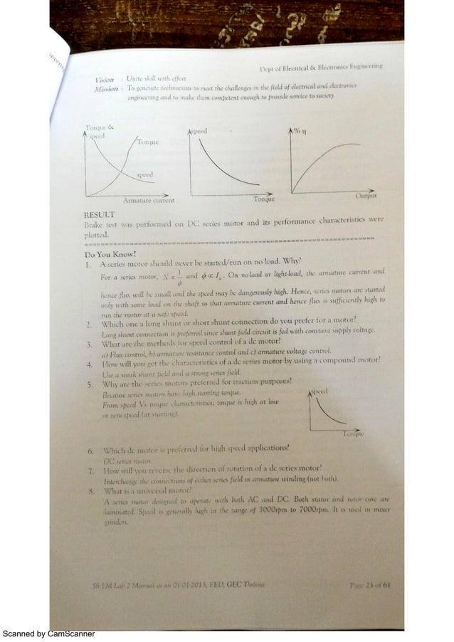 ELECTRICAL MACHINE LAB MANUAL PART 1 | PDF