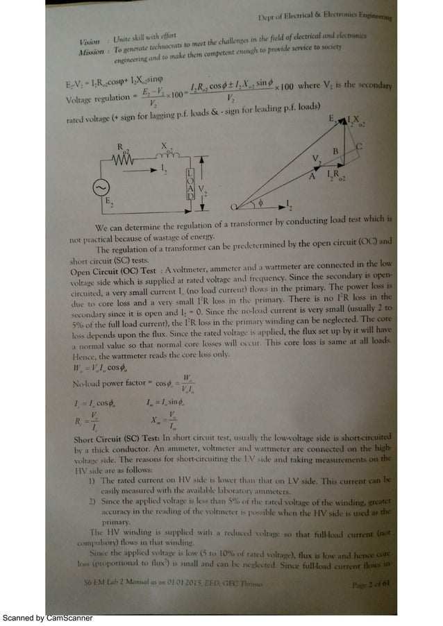 ELECTRICAL MACHINE LAB MANUAL PART 1 | PDF